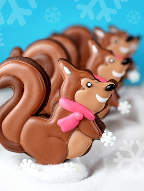 Snow Cute Sugar Cookie Squirrels - Bakerella