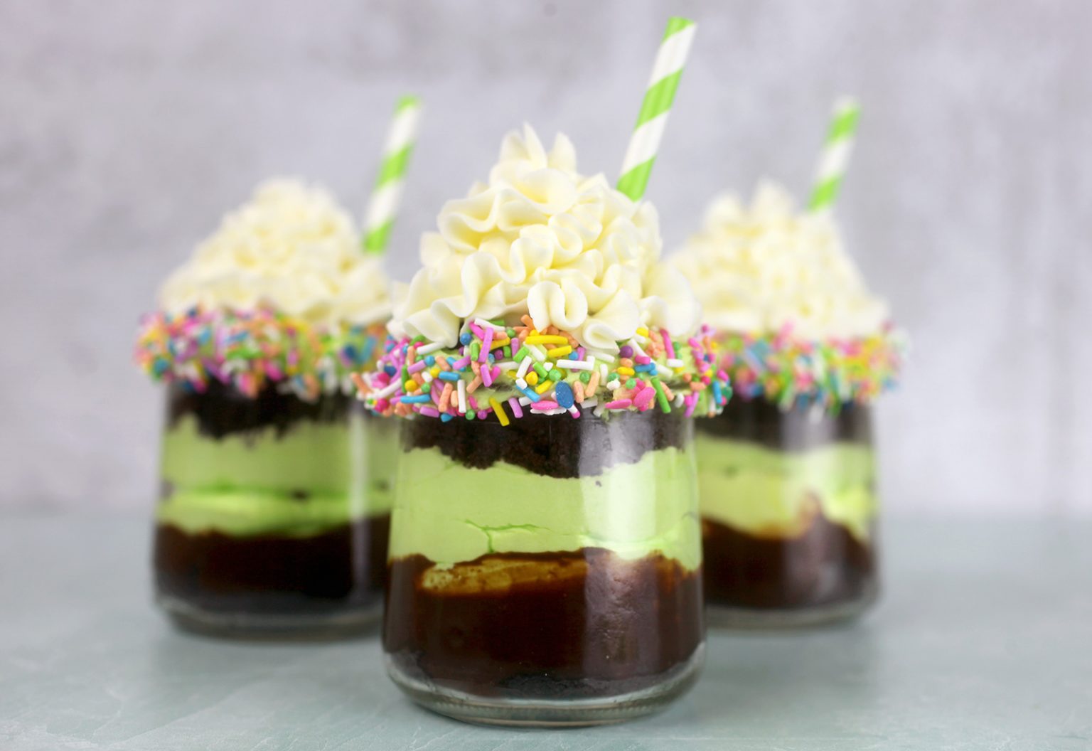 Mini Shamrock Shake Cakes - Bakerella