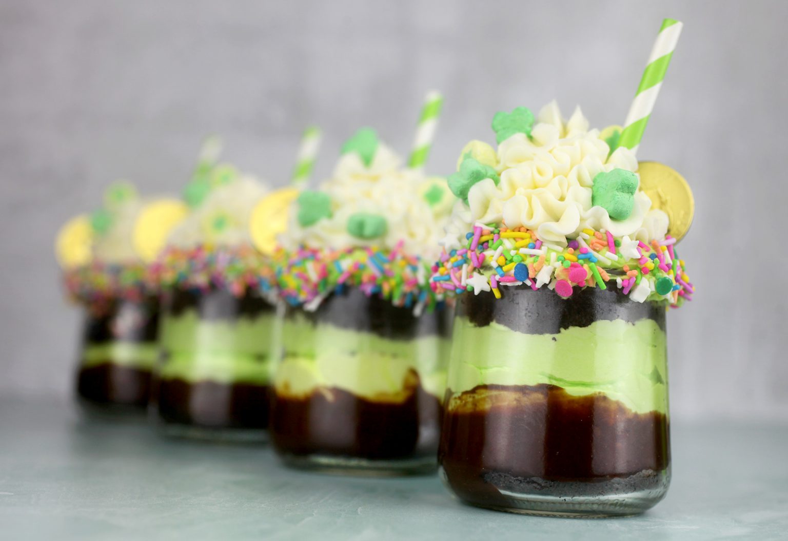 Mini Shamrock Shake Cakes - Bakerella