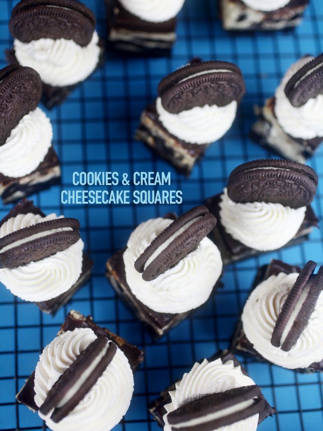 Cookies & Cream Cheesecake Squares - Bakerella